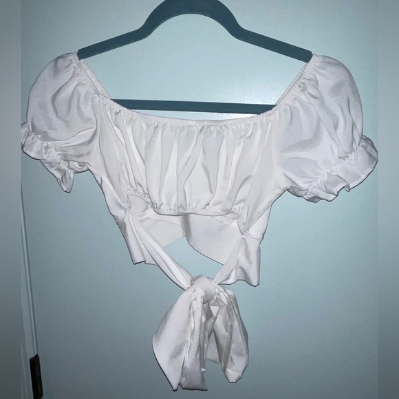 SHEIN | Tops | White Cross Cross Crop Top | Poshmark